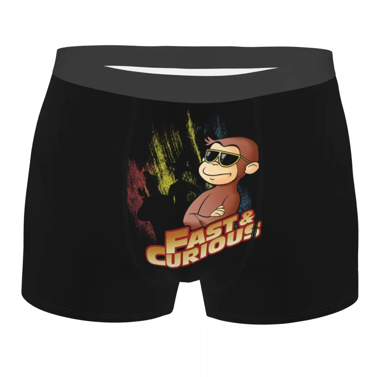Men-Brown-Monkey-Curious-George-Underwear-Printed-Boxer-Briefs-Shorts ...
