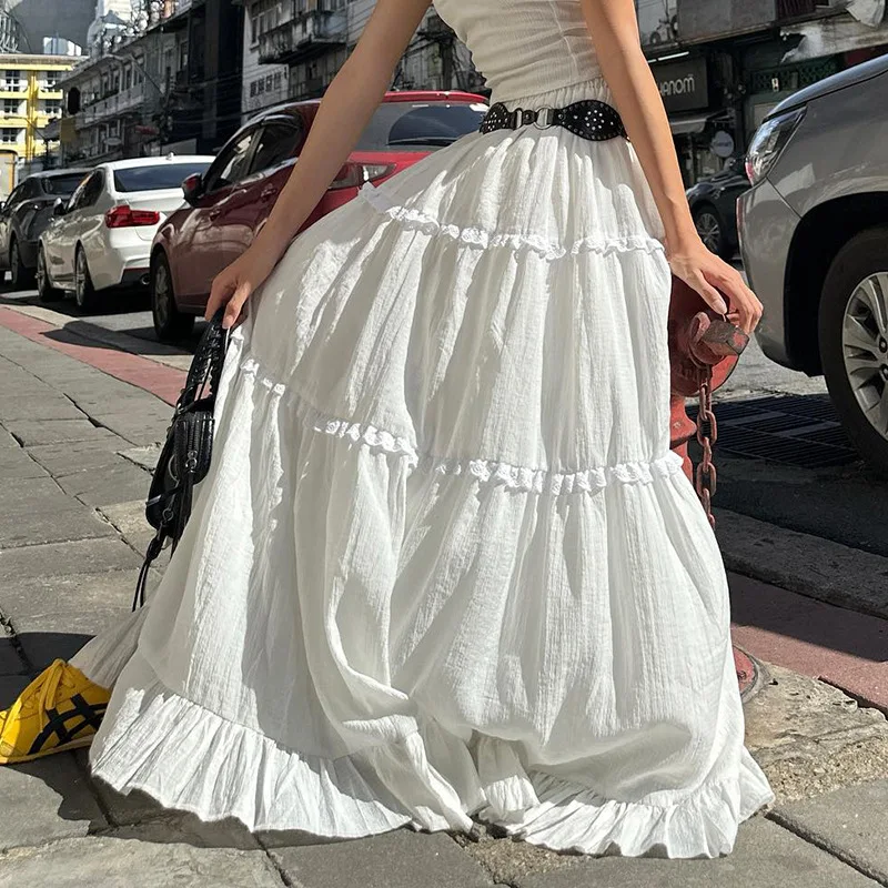 White-Tiered-Ruffle-Maxi-Skirt-Women-2024-Summer-Flowy-Hem-Trim-Double ...