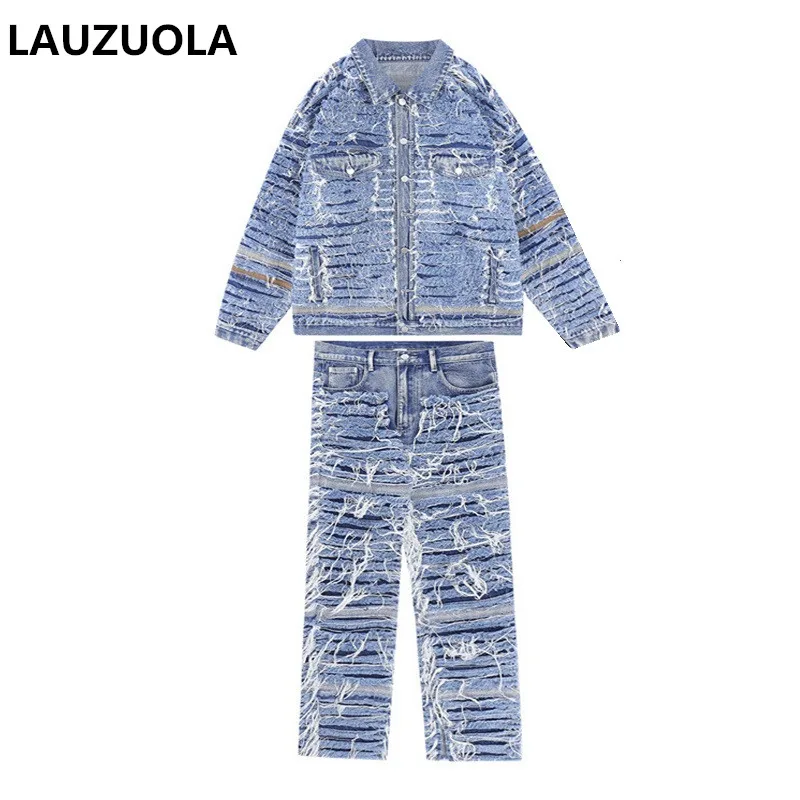 High-Quality-Luxury-Denim-Pants-Suit-Outfit-Casual-2-Piece-Women-Long ...