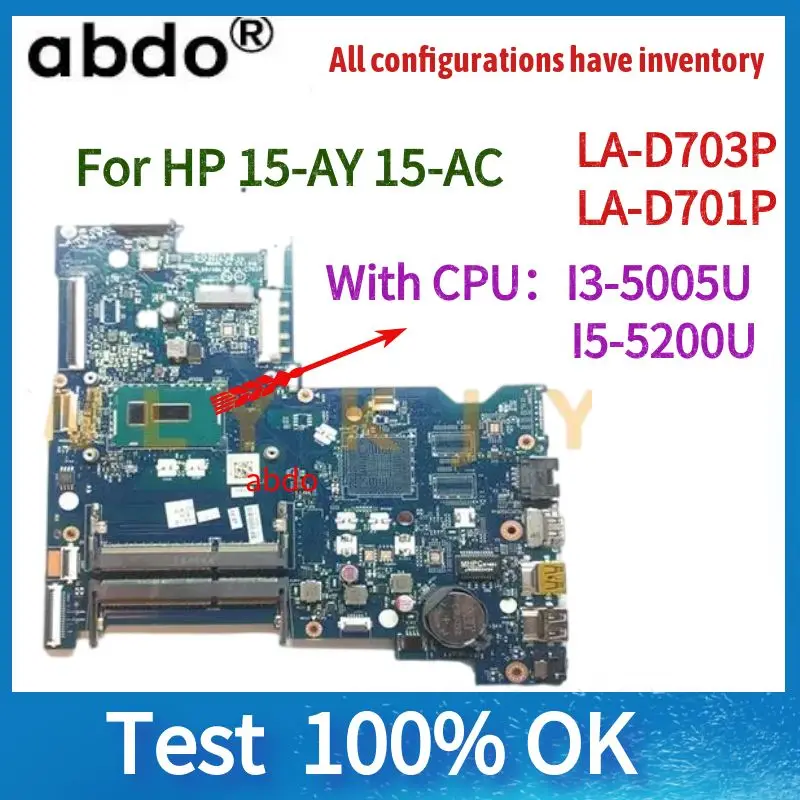 854941 601 para HP 15 AY 15 AC Laptop Motherboard BDL50 LA D703P/LA ...