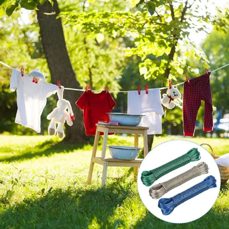 Washing Line Rope Steel Core 20M Drying Laundry Clothes Lines Thick ...