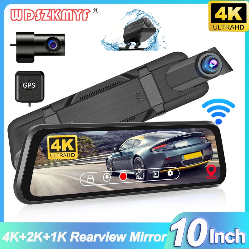 10Inch-Rear-View-Mirror-GPS-3Lens-Dash-Cam-for-Cars-Wifi-Car-DVR-4K ...