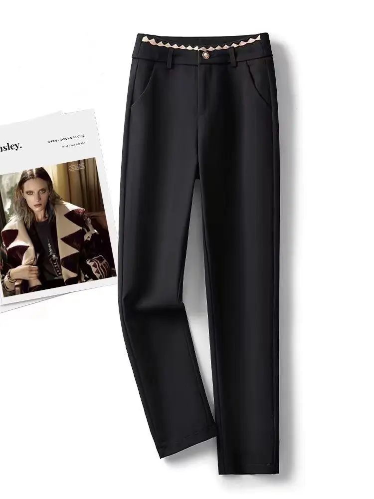 Black-Straight-Leg-Pants-For-Women-s-Spring-And-Autumn-New-Elastic ...