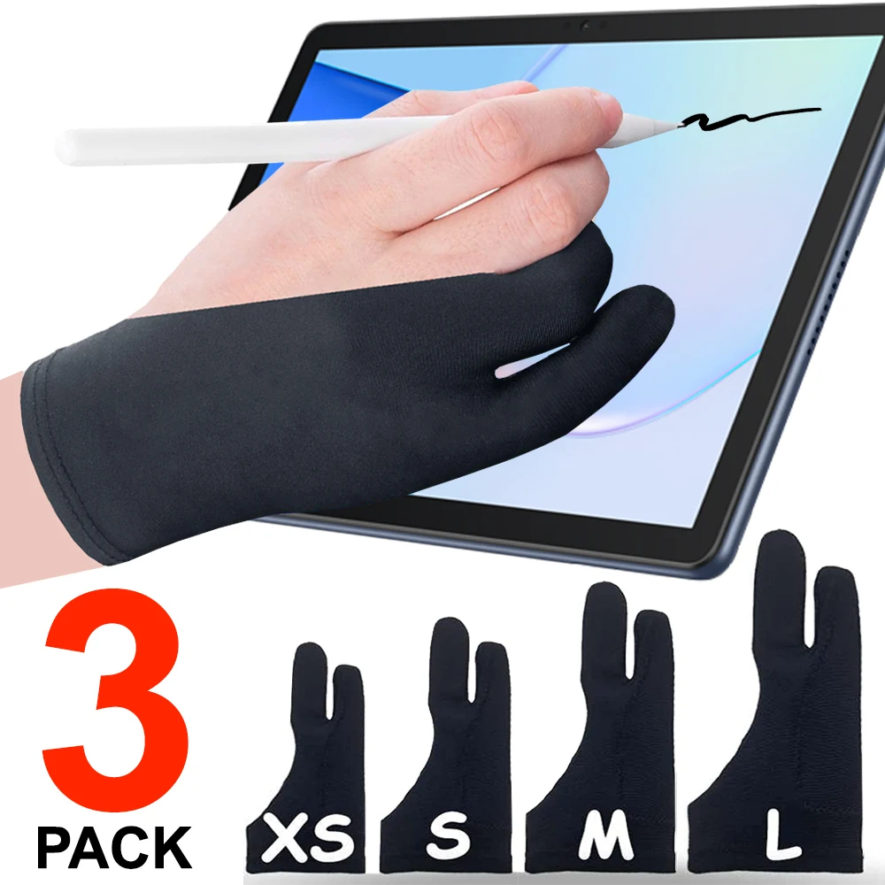 3PCS Two-Finger Digital Drawing Glove for Graphics Drawing Tablet ...