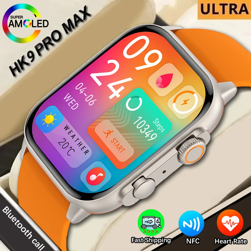 2024-HK9-Pro-MAX-Smart-Watch-9-Mens-Women-AMOLED-HD-Screen-Heart-Rate ...