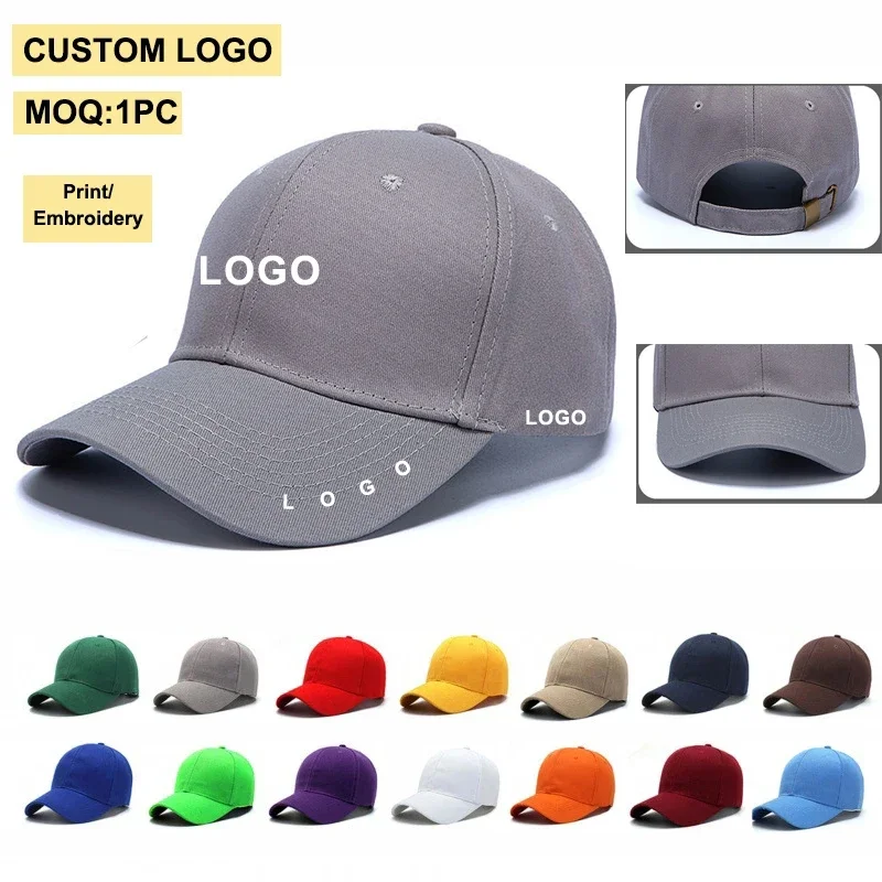 Custom-Logo-Sports-Cap-Team-Embroidery-Print-Baseball-Caps-Hip-Hop-Hats ...