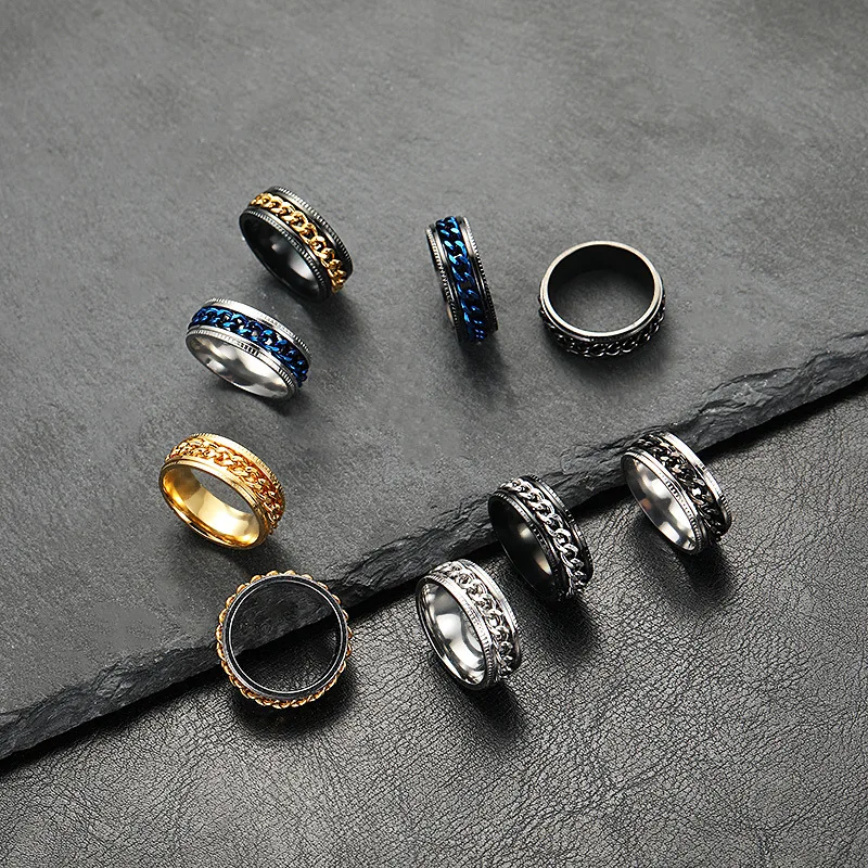 Starry Cool Stainless Steel Rotatable Chain Men'Ring Multifunctional ...