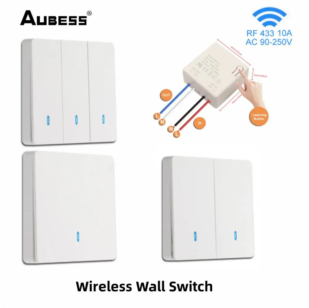 1-2-3-Gang-Wireless-Wall-Switch-RF-433Mhz-Interruptor-Light-Switch ...