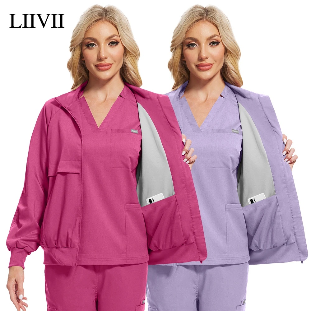 Surgical Uniforms Coat Woman Men Nursing Long Sleeve Scrubs Jackets ...