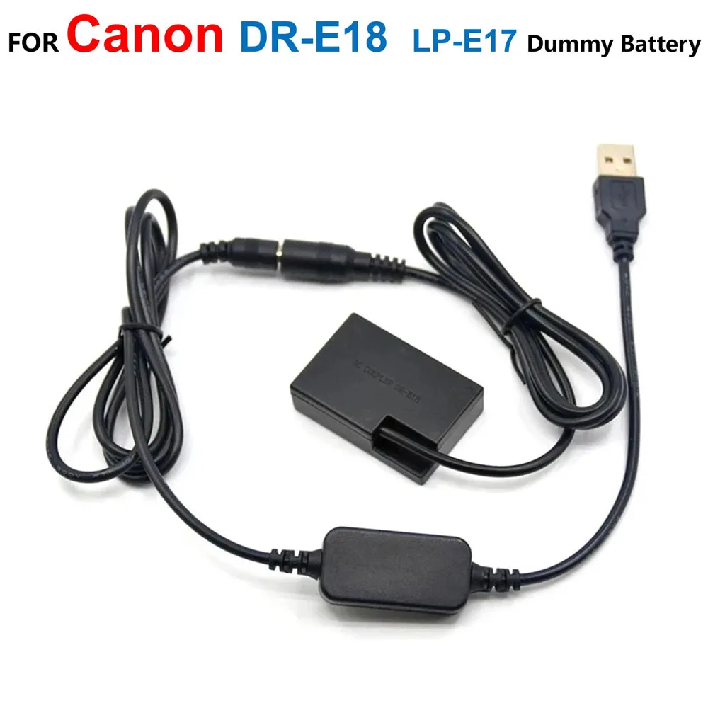 Dummy Battery+USB Charger LP-E17 DR-E18 Power Bank Cable For Canon EOS ...