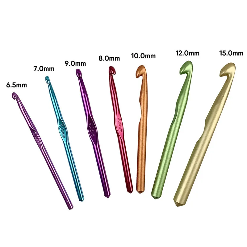 7Pcs-6-5mm-15mm-Metal-Handle-Crochet-Hook-Knitting-Needles-Set-Crocheting-Needle-Tool-Sweater ...