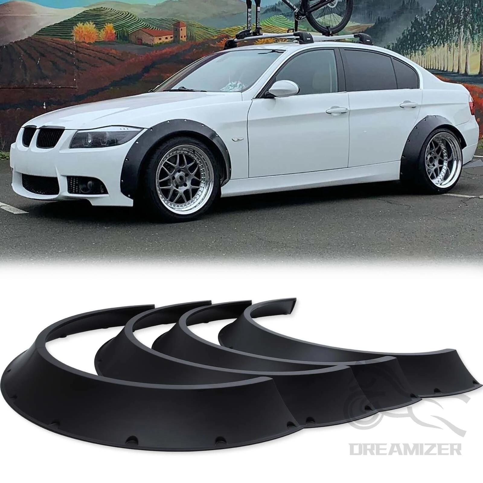 4pcs 4.5'' Universal Fender Flares Extra Wide Body Kit Wheel Arch ...