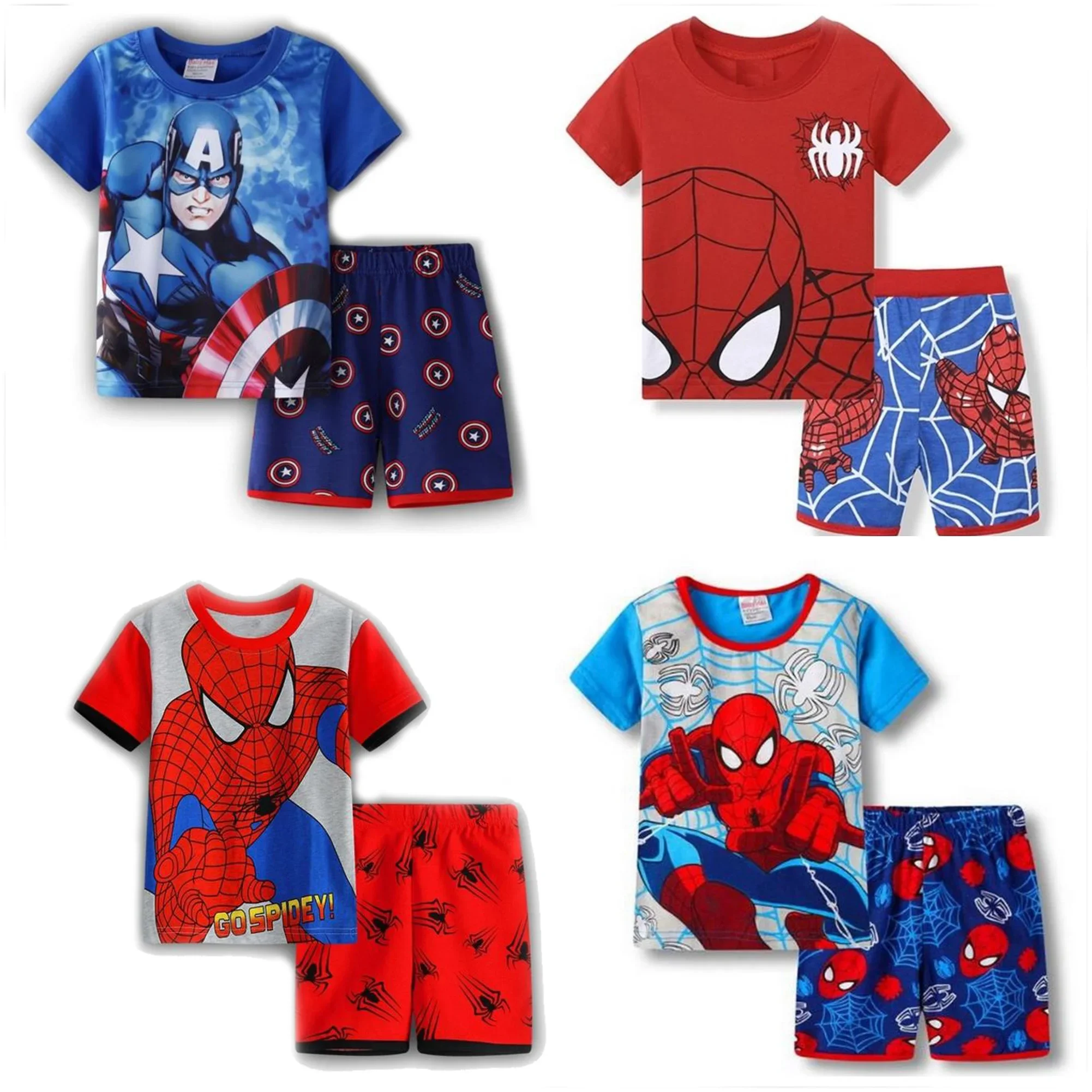 Disney-Summer-Children-Pajamas-Set-Short-Sleeve-T-Shirt-Shorts-Marvel ...