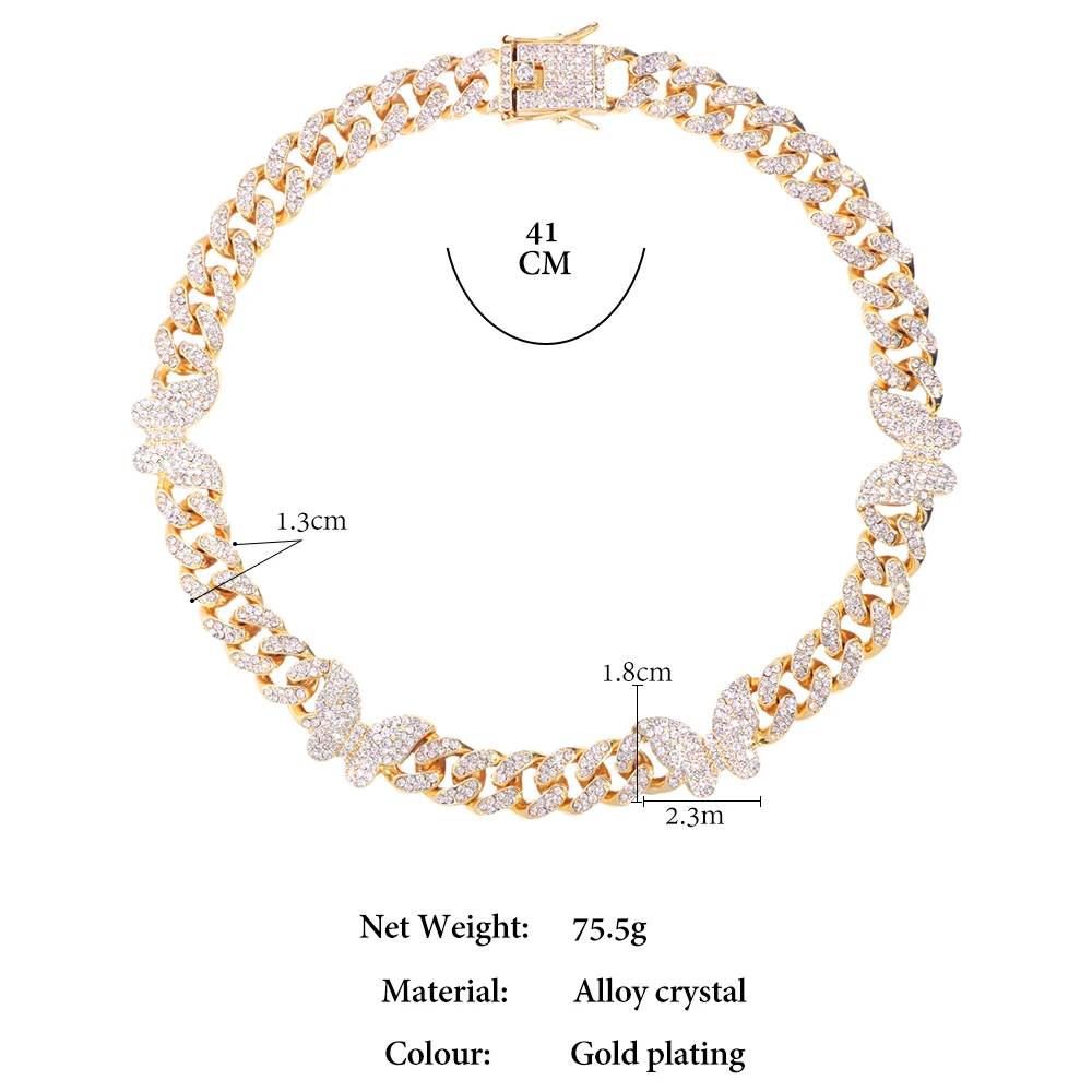 Hop Iced Out Bling Miami Cuban Link Chain Necklace Jewelry - Walmart.com