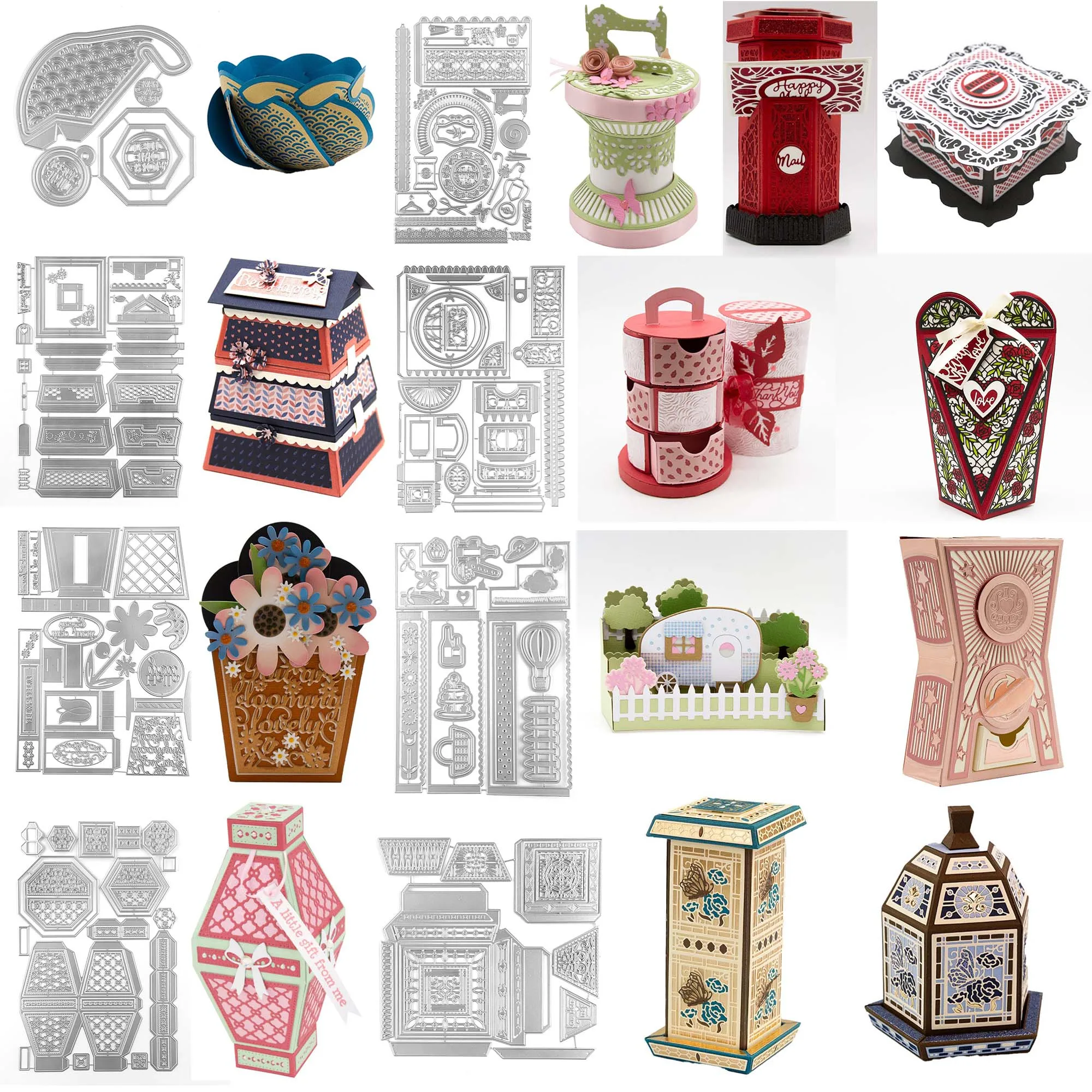 3D Gift Box Cutting Dies Terrific Twist Crystal Containers Jar Diecut ...