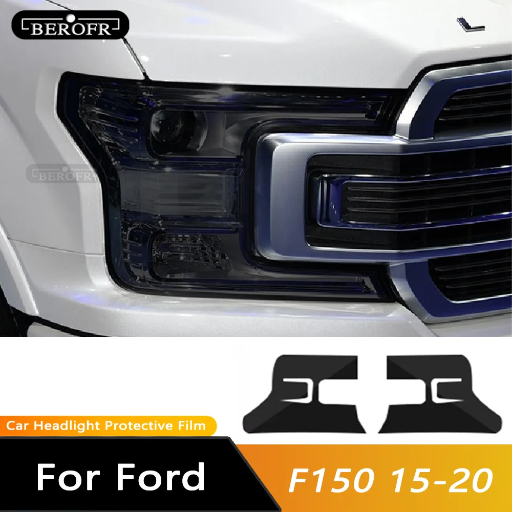2pcs Car Headlight Protective Film Headlamp Restoration Transparent Black Tpu Sticker For Ford ...