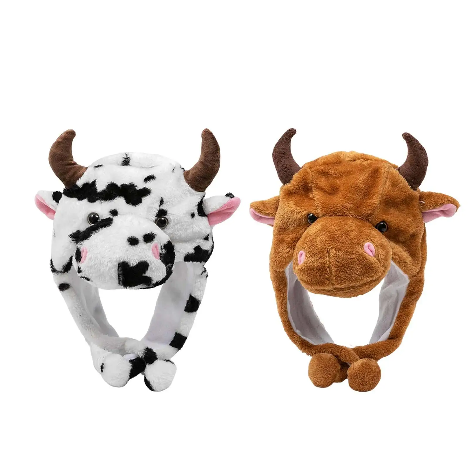 Animal de pelúcia bonito chapéu de inverno traje moda vaca gorro touro ...