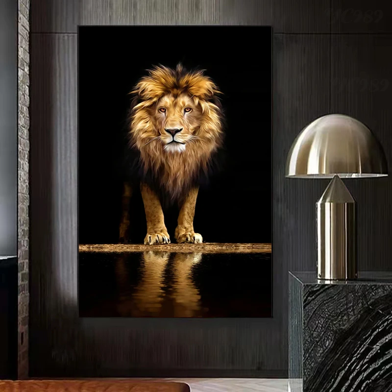 African-Lion-Poster-and-Prints-Animal-Wall-Art-Canvas-Painting-Wall ...