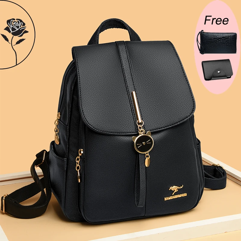 2024-New-Women-Backpack-High-Quality-Leather-Backpack-Multifunction ...