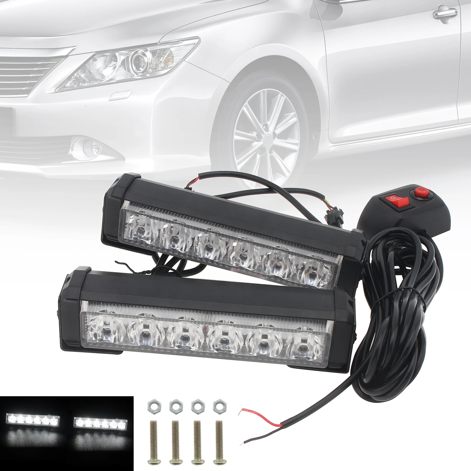 2-Pieces-12V-36W-Car-LED-Warning-Strobe-Light-3600Lm-Auto-Daytime ...
