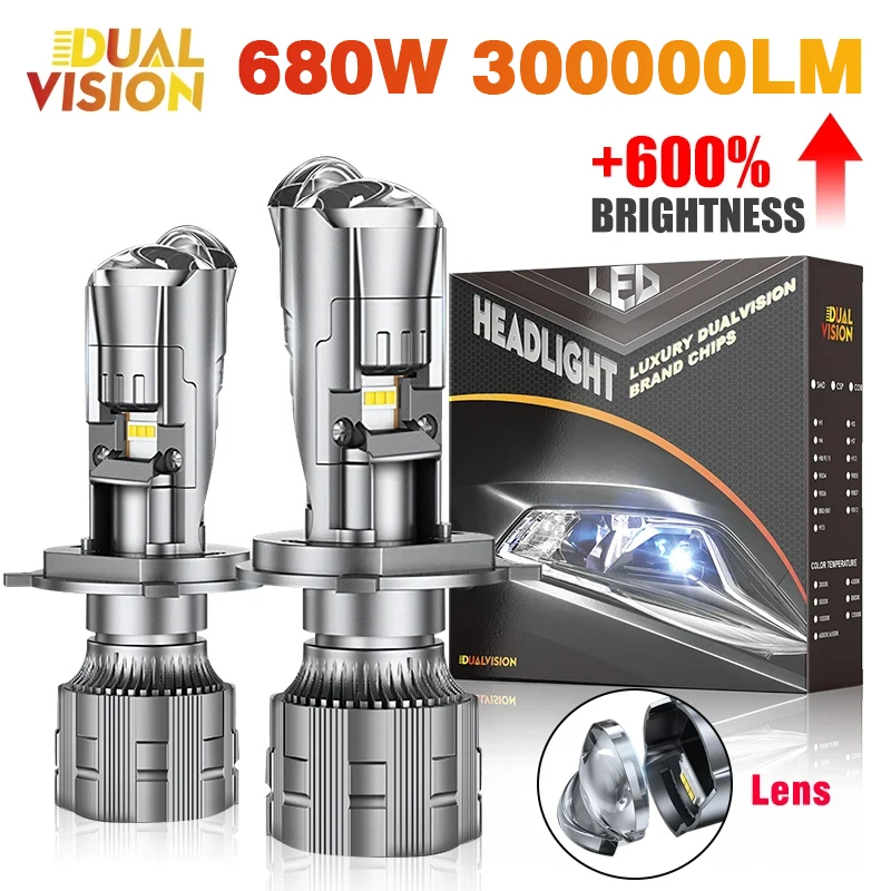 H4-LED-Mini-Projector-Lens-680W-300000LM-Hyperboloid-Matrix-Bi-LED ...