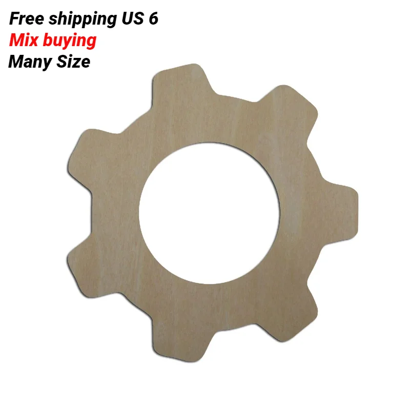Laser Cut Unfinished Blanks Wooden Gear Cutout, Wood Shape for Craft ...