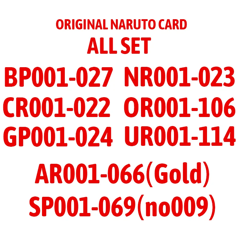 Naruto-Anime-Rare-Collection-Card-S-rie-Completa-BP-NR-CR-MR-SP-GP-UR ...