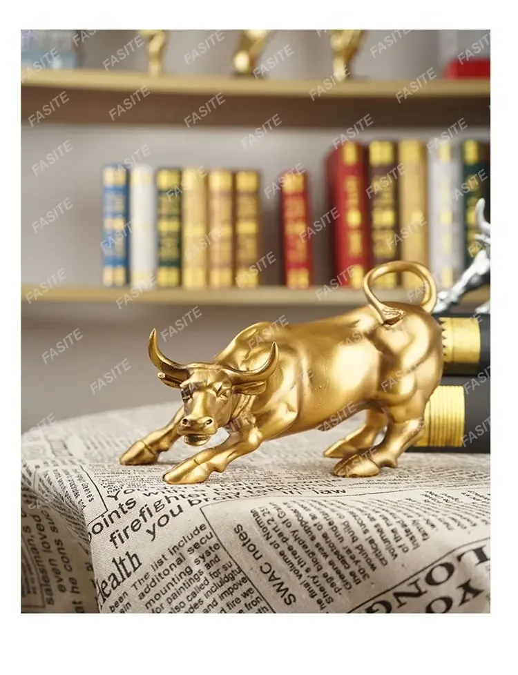 Wall Street Bull Statue Ornament Stock Market Mascot Golden OX ...