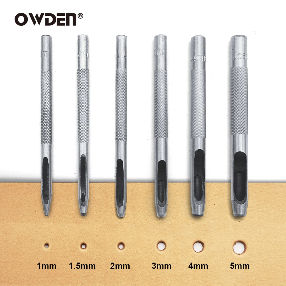 6pcs-Leather-Hole-Punching-Tools-Steel-Hollow-Round-Hole-Puncher-Sharp ...