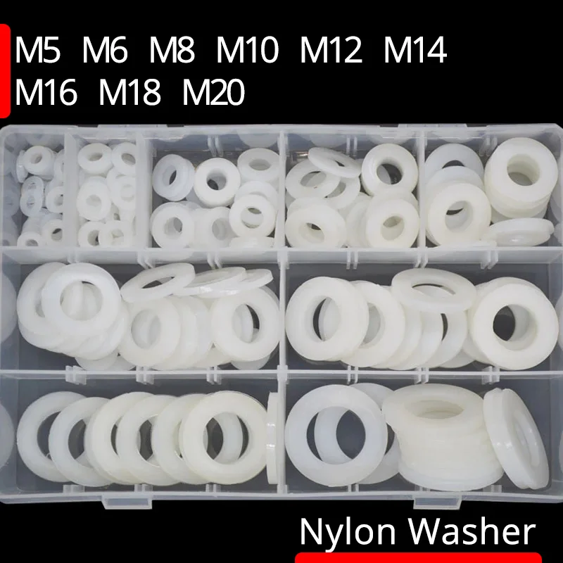 M2 M2.5 M3 M4 M5 M6 M8 M10 M12 M14 M16 M18 M20 Nylon Flat Washer Gasket ...