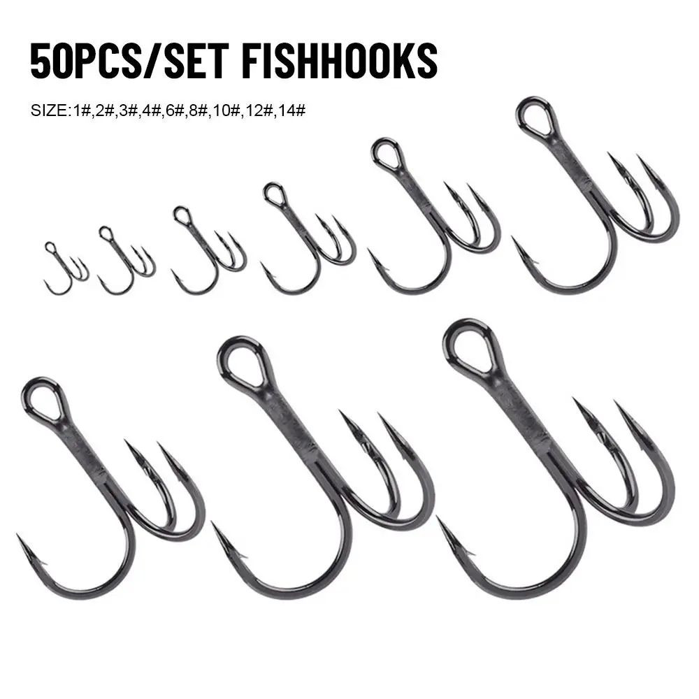 50Pcs-Black-Nickel-Super-Sharp-Fishhooks-Treble-Fishing-Hooks-High ...