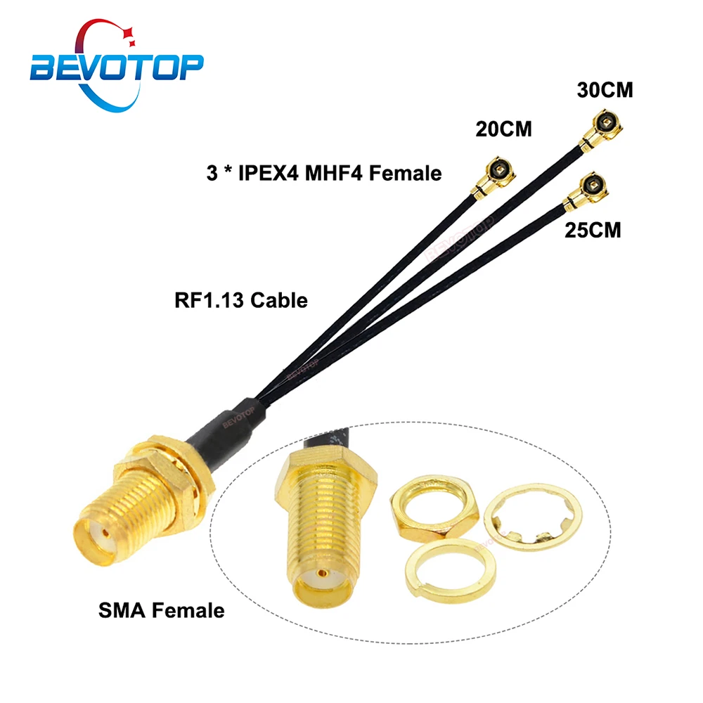 1PCS-1-to-3-SMA-IPEX-Splitter-Cable-Adapter-SMA-Female-to-3x-MHF4-IPEX1 ...
