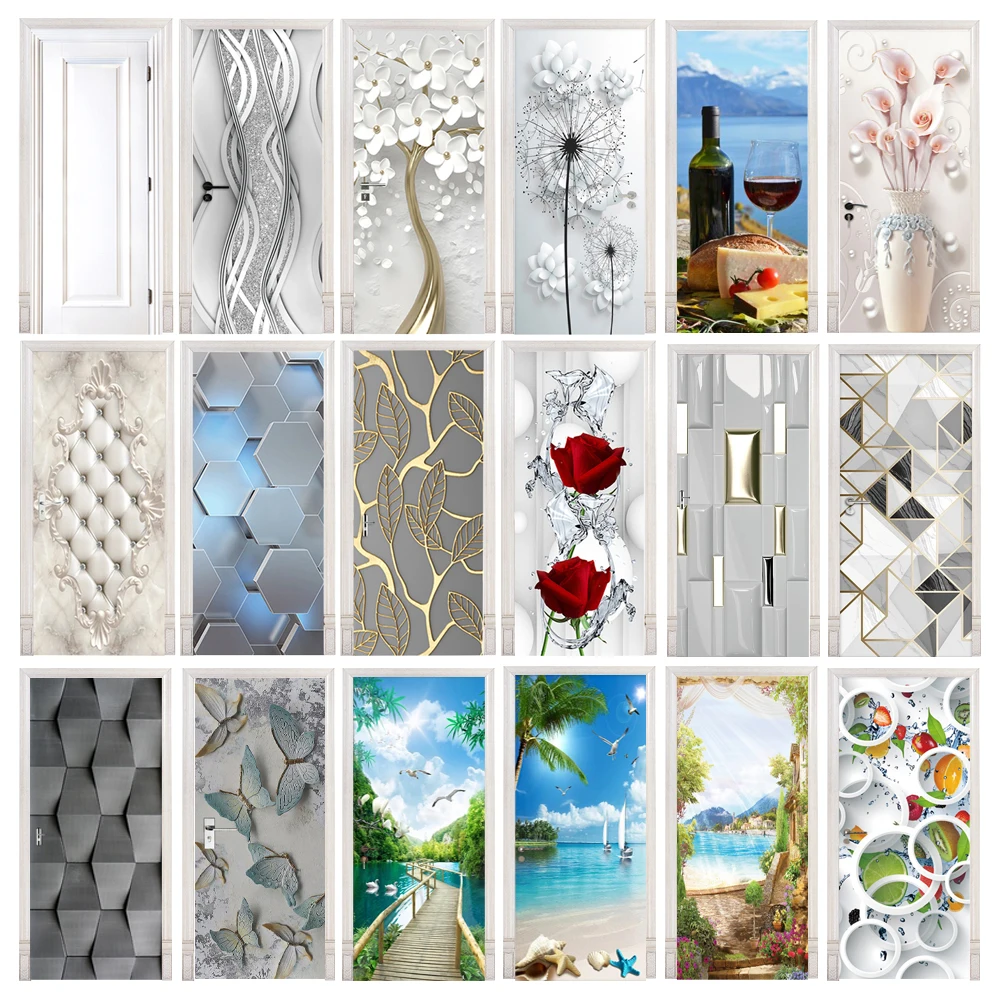 Self-adhesive Pvc 3d White Door Stickers Wallpaper Pearl Line For ...