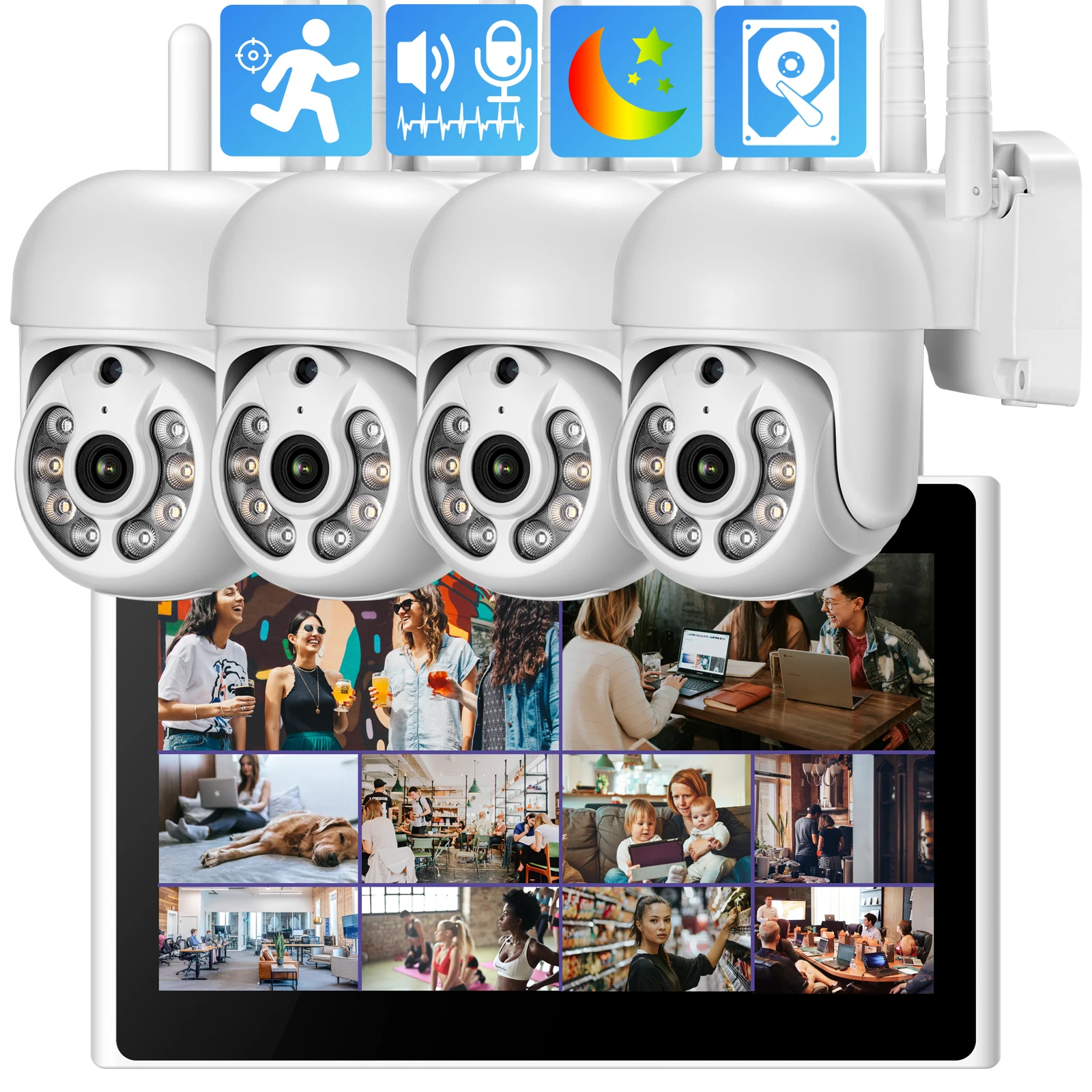 WiFi-PTZ-Seguran-a-Auto-Track-Camera-System-Monitor-Kit-NVR-P2P ...