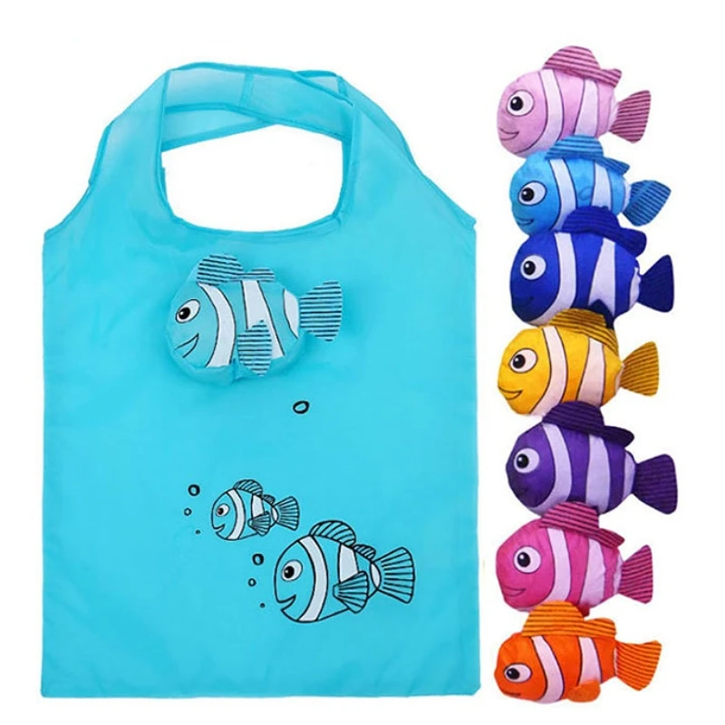 Cartoon Cute Clown Fish Folding Storage Bag Large Capacity Nylon ...