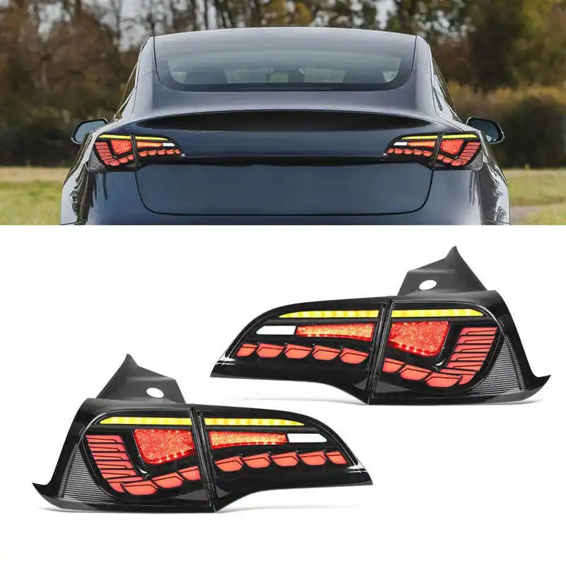 GTS Stil LED Rückleuchten Mit Dynamische Blinker fit für Tesla Modell 3 ...