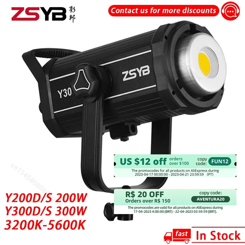 Zsyb Y300d Y300s 300w Video Light Cob Light Bi-color 3200k-5600k ...
