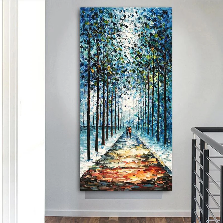 FULLCANG-Diy-Mosaic-Art-Romantic-Winter-Forest-Path-Large-Size-Diamond ...