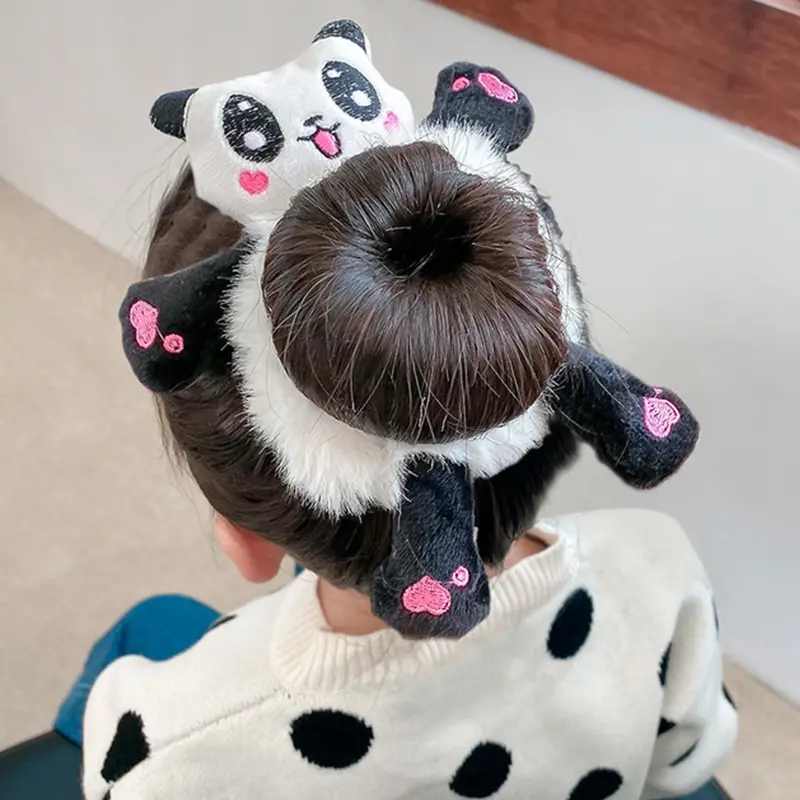 Panda Cows Cat Rabbit Plush Elastic Hair Bands Sweet Pontail Ties Women ...