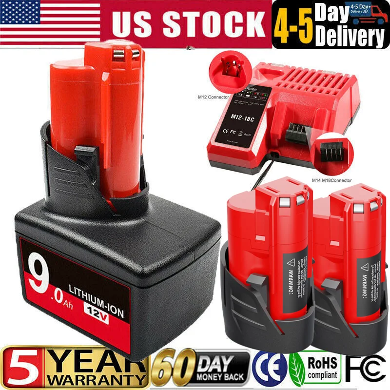 3-0-6-0-9-0Ah-12V-Screwdriver-battery-for-milwaukee-m12-12V-XC-Lithium ...