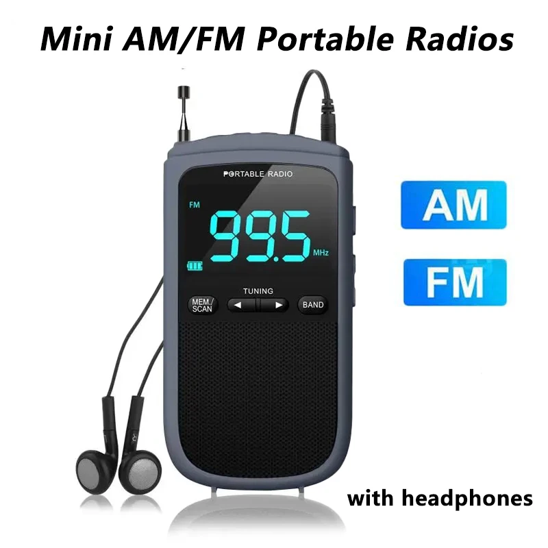 Mini-AM-FM-Portable-Radios-Pocket-Receiver-Stereo-Speaker-Rechargeable ...