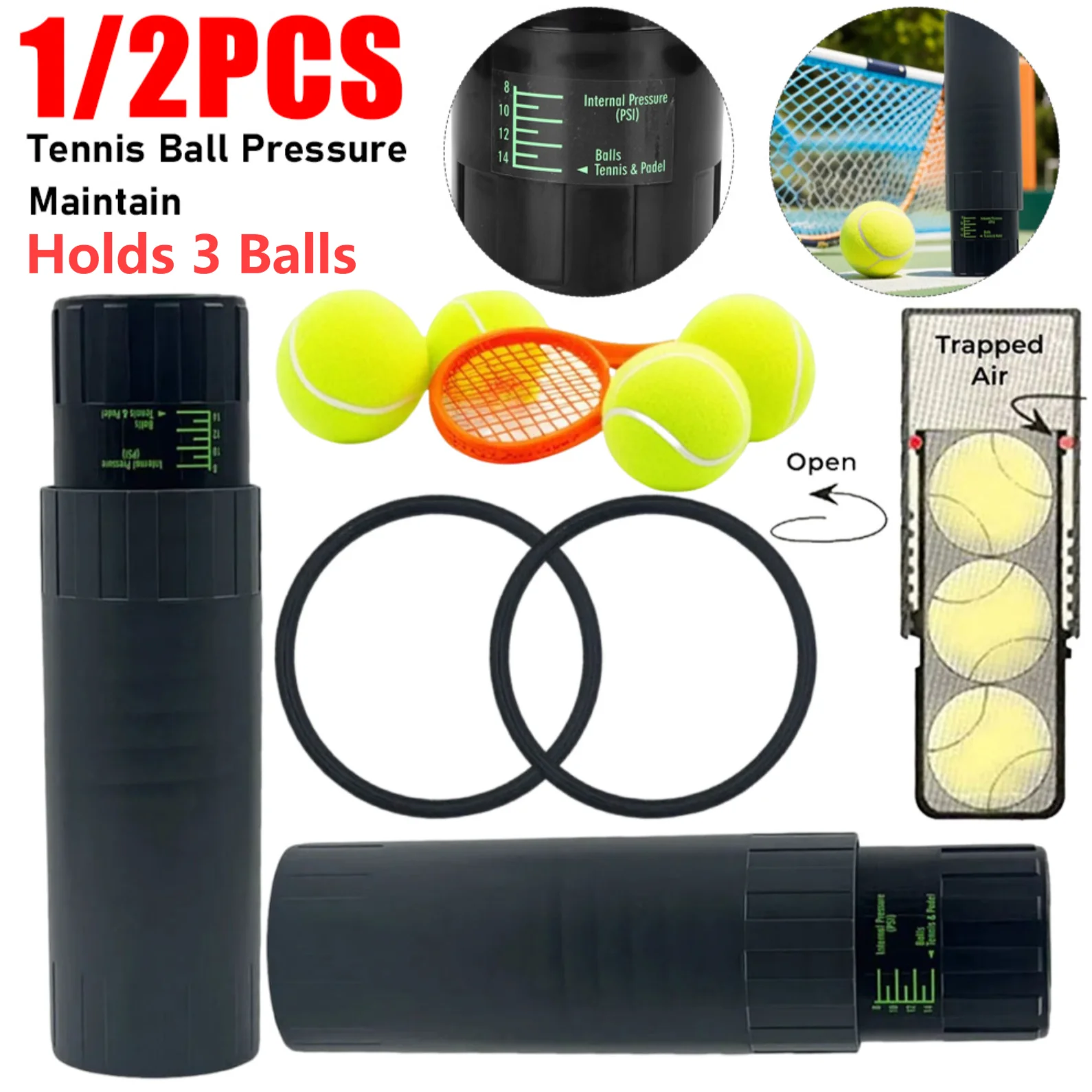 1/2PCS Tennis Ball Pressure Maintain Repair Container Storage Jar for ...