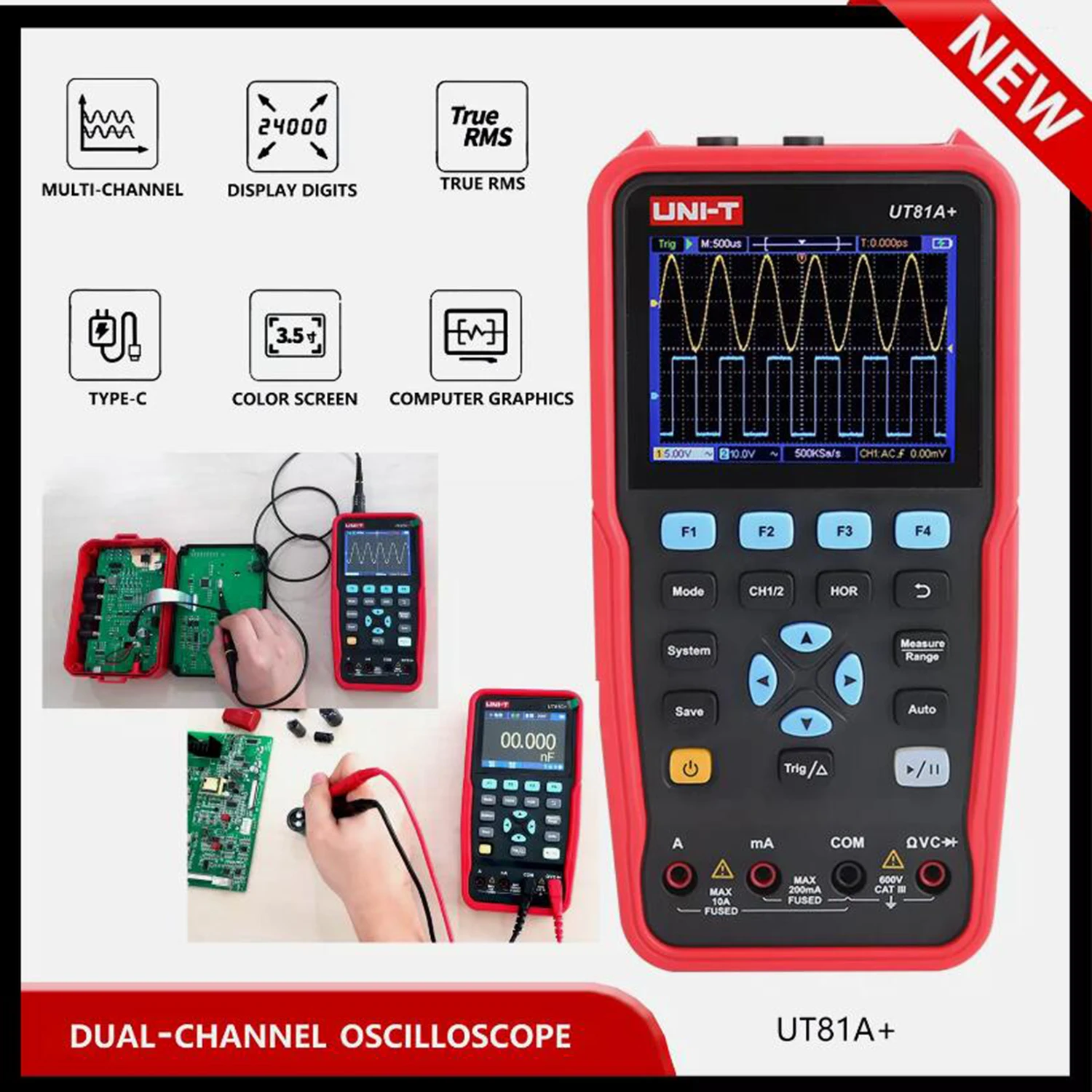 UNI-T-UT81A-UT81C-Handheld-Digita-Oscilloscope-Transistor-Test ...