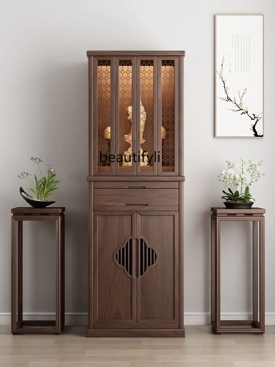 Solid Wood Glass Door Buddha Shrine Clothes Closet Buddha Cabinet God ...