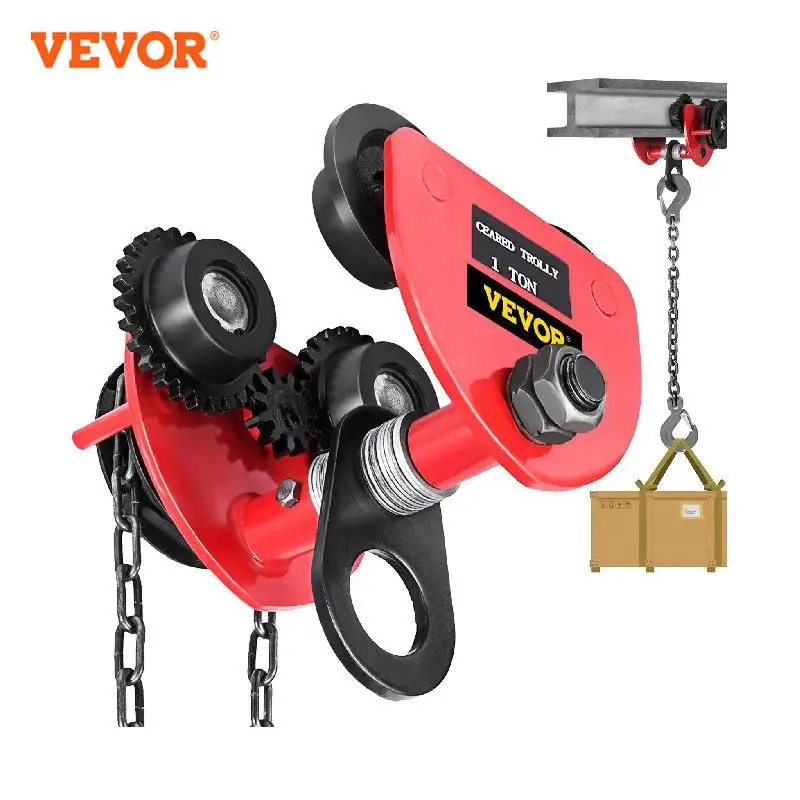 VEVOR-1-2-T-Push-Beam-Trolley-2200-4400-lbs-Gear-Manual-Hand-Push-Beam ...