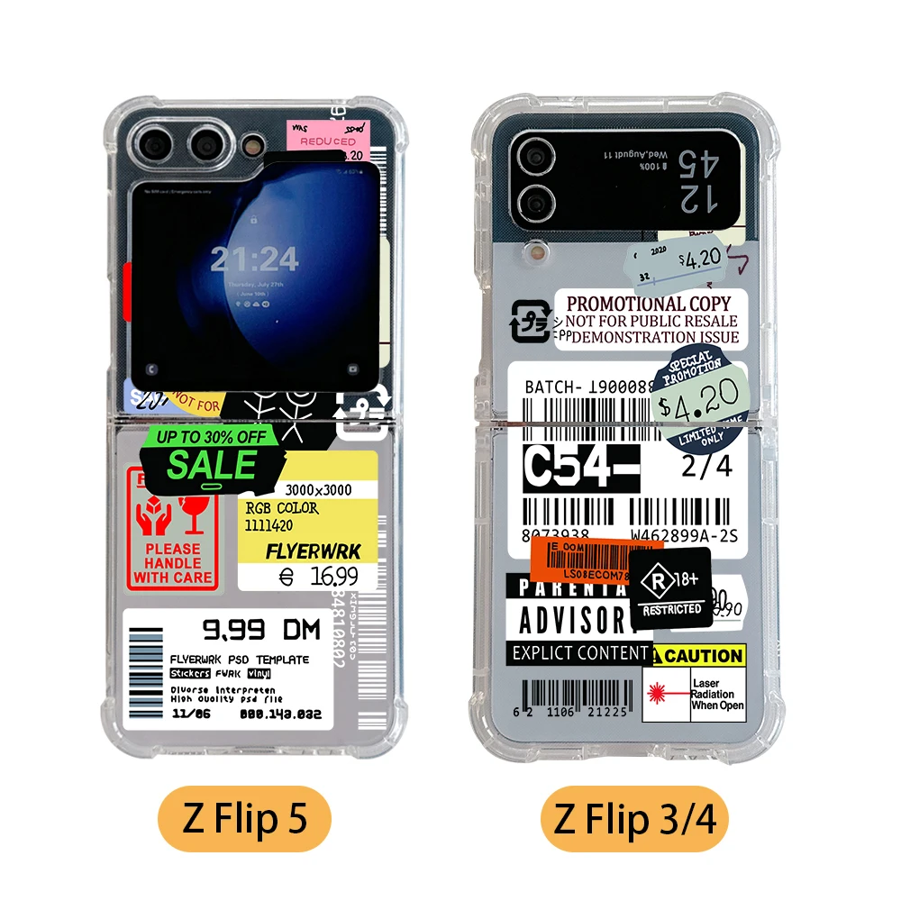 Luxury-Fashion-Stamp-Label-Barcode-Phone-Case-for-Samsung-Galaxy-Z-Flip ...