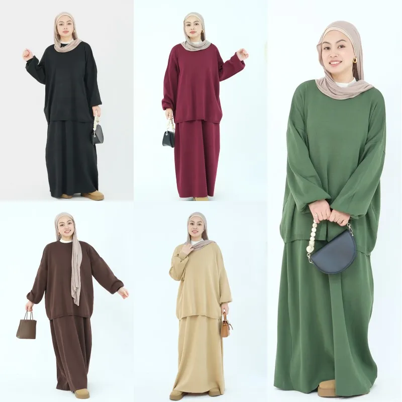 Arab Casual Long Sleeved Blouse Burqa Muslim One Size 2 Pieces Women ...