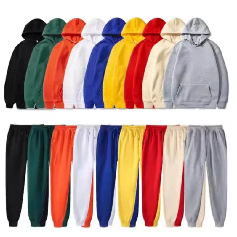 Men's Autumn and Winter New Solid Color Hoodie+pants Two-piece Set Men ...