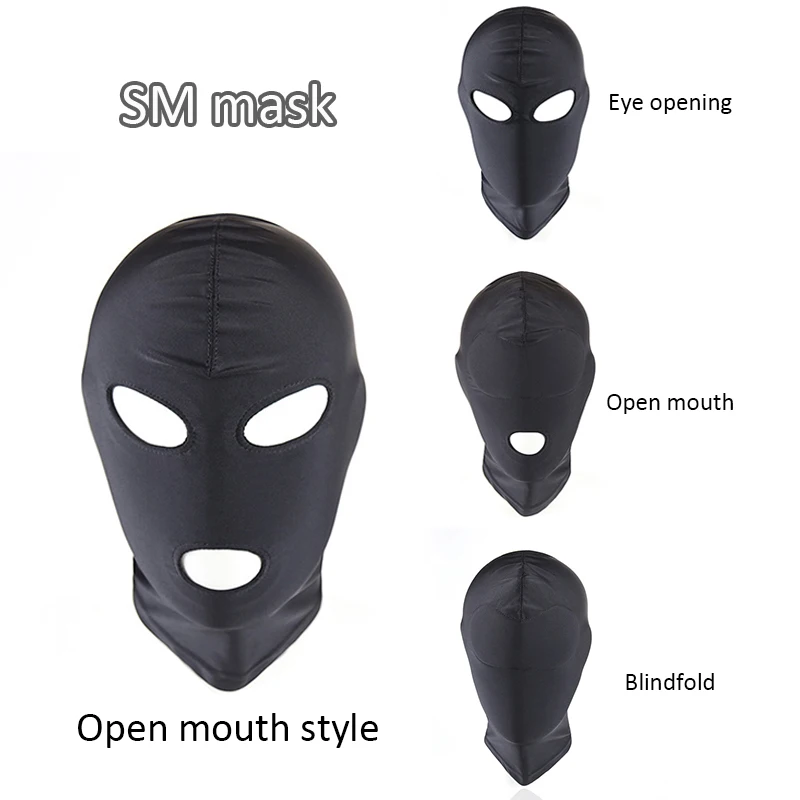 1/2/3 Hole Men Women Adult Spandex Balaclava Open Mouth Hood Face Eye Head Mask Costume Slave ...