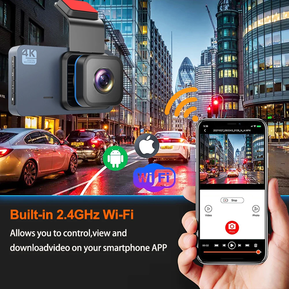 Car Dvr 4K HD GPS WIFI Front and Rear Camera Dash Cam for Cars for Car ...